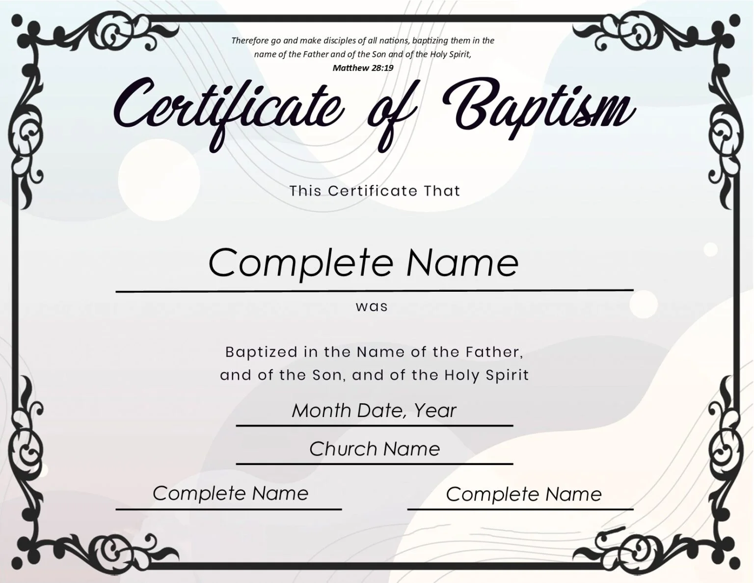 Baptismal Certificate Free Baptism Certificate Templates 
